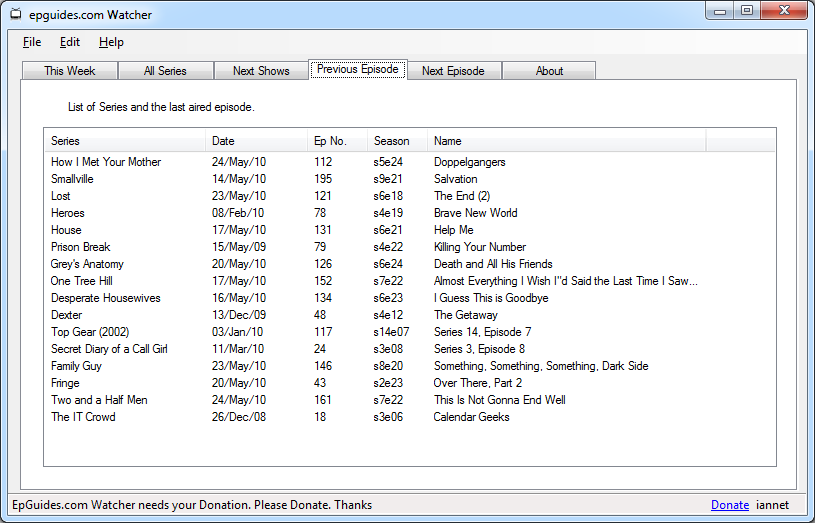 Epguides.com Watcher